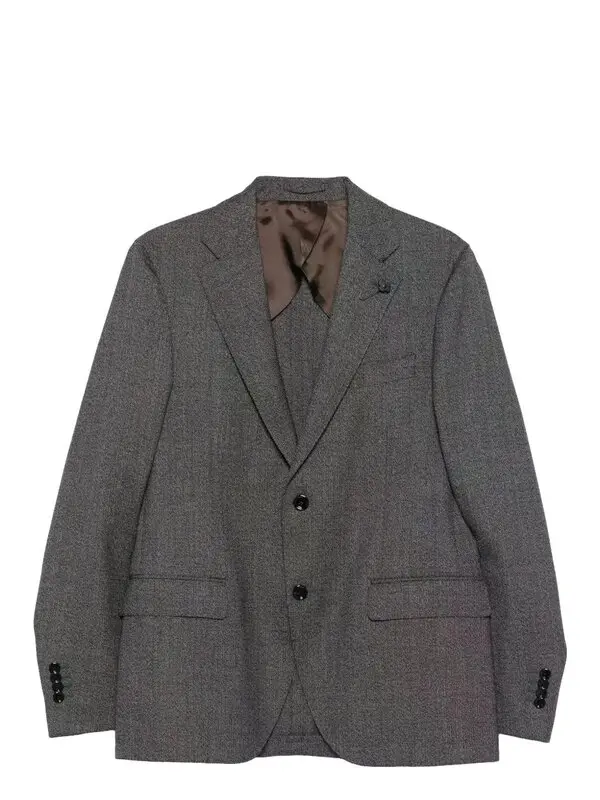 LARDINI Herringbone Wool Suit - Brown