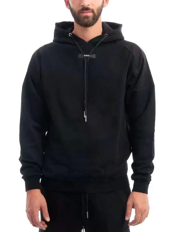 YES LONDON Paneled Drawstring Hoodie - Black