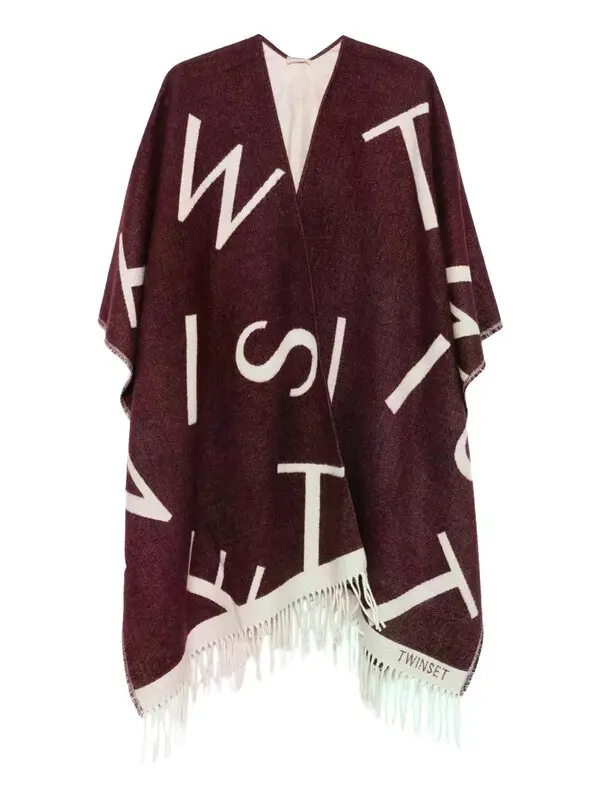 TWINSET Alphabet-print Fringed Cape - Red