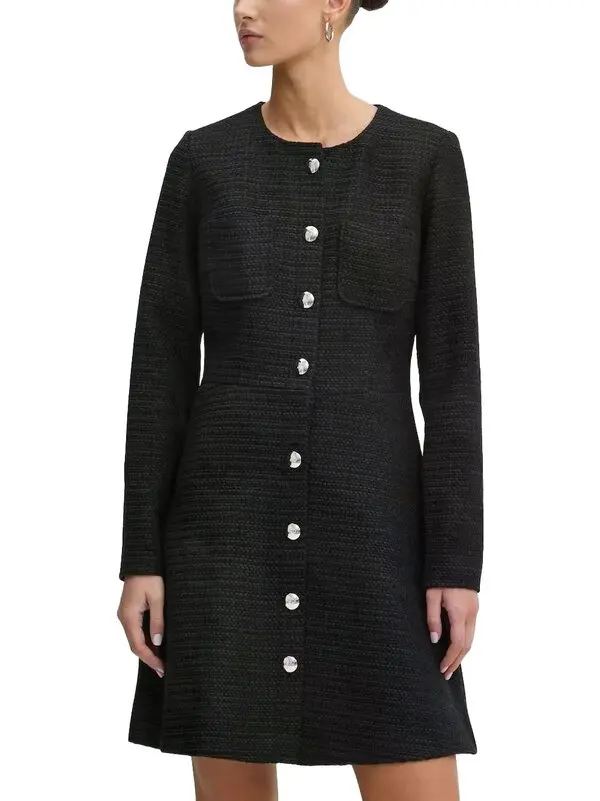 Hugo Boss Tweed Button-front A-line Dress - Black