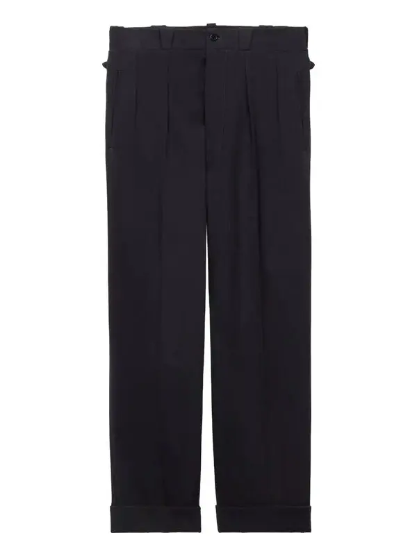 Prada Pleated Trousers With Buckle Detail - Blue