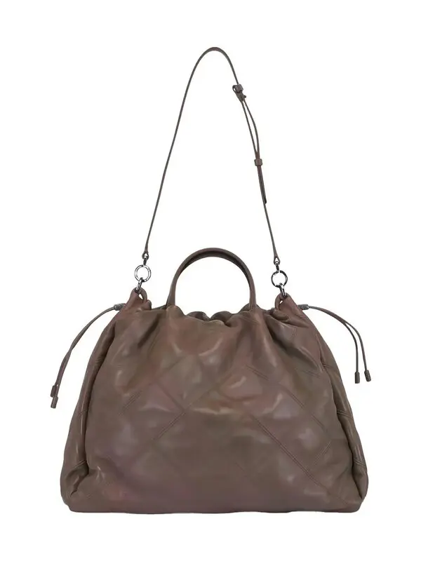 Brunello Cucinelli Large Mellow Leather Tote Bag - Brown