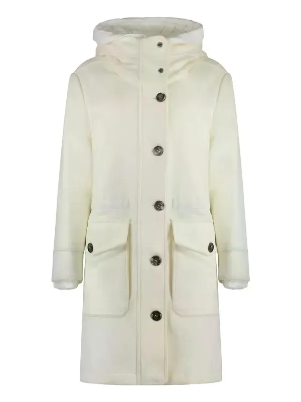 MOORER Hooded Single-breasted Coat - White