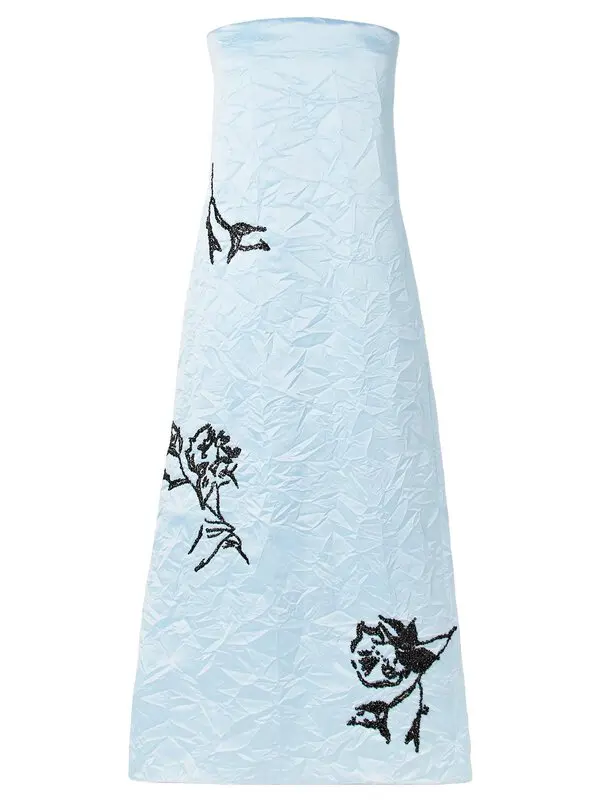 Erdem Embellished Crinkled-satin Midi Dress - Blue