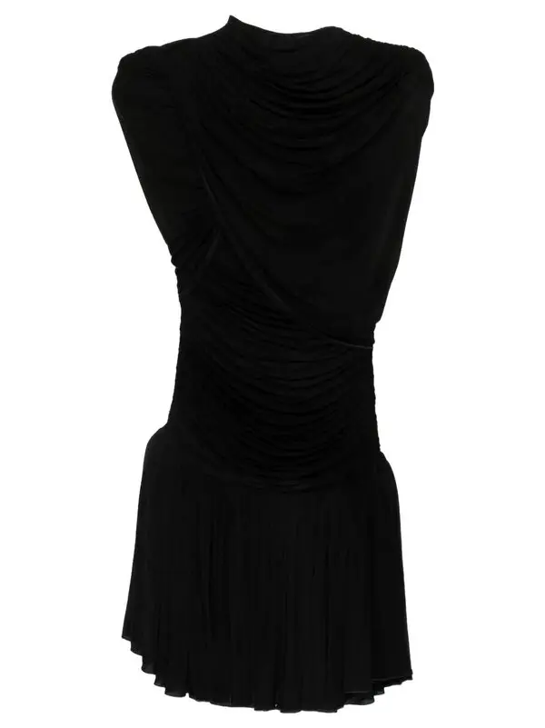 Magda Butrym Draped Pleated Mini Dress - Black