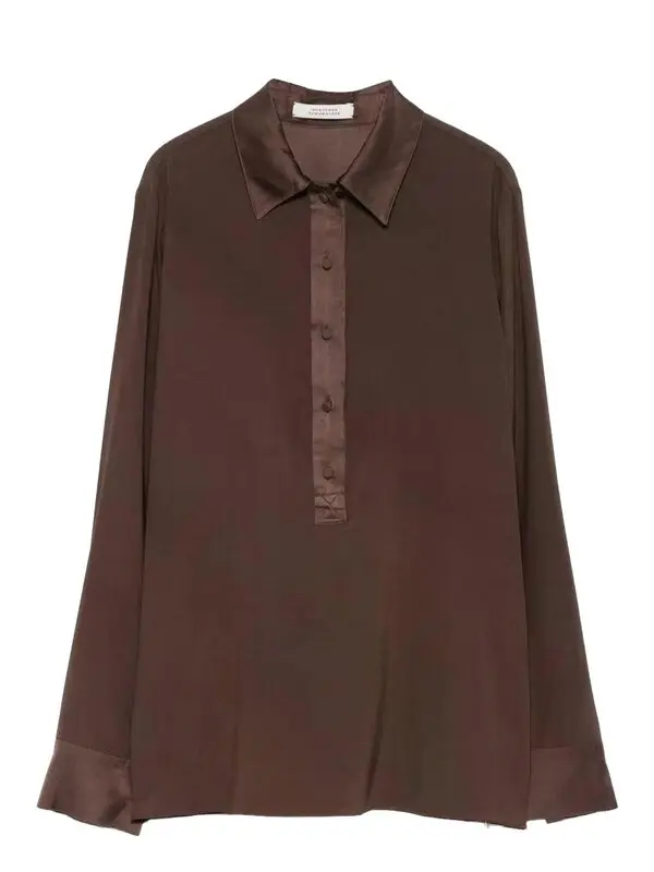 Dorothee Schumacher Collar-detail Silk Blouse - Brown