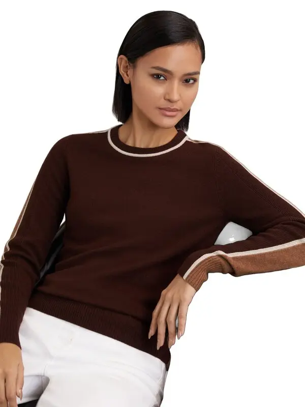 REISS Anne Wool-blend Jumper With Cashmere - Burgundy/tan