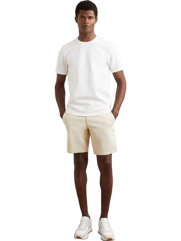 Paige Cotton Chino Shorts With Stretch - Cream