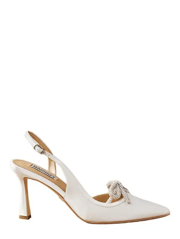 Badgley Mischka Georgie Pointed Slingback Pumps - White Satin