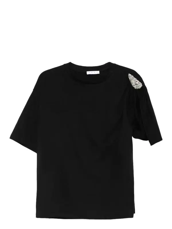 AREA Embellished Puff-sleeve Top - Black