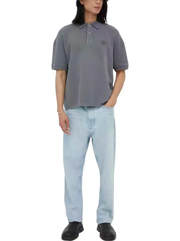 American Vintage Short-sleeve Logo-plaque Polo Shirt - Grey