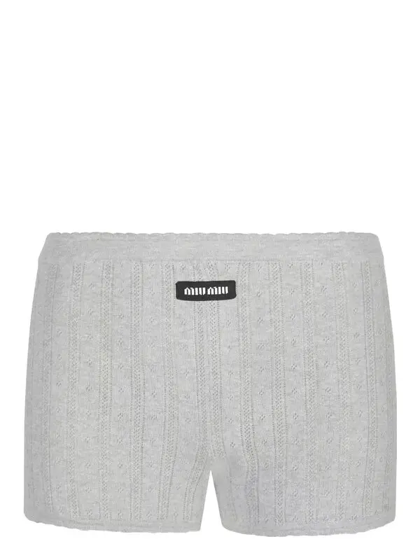 Miu Miu Ribbed Knit Mini Shorts - Grey