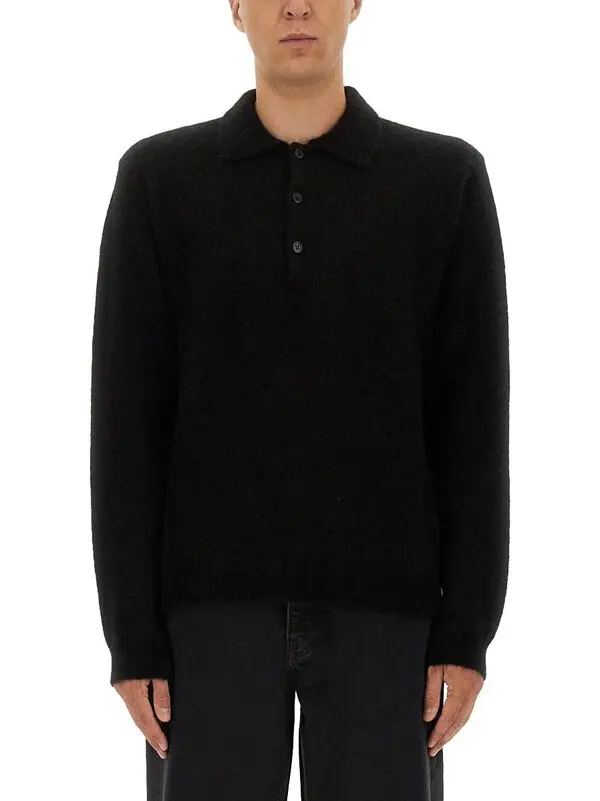 SUNFLOWER Wool Sweater With Polo Collar - Black