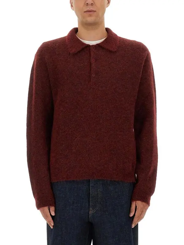 SUNFLOWER Polo-collar Wool Sweater - Red