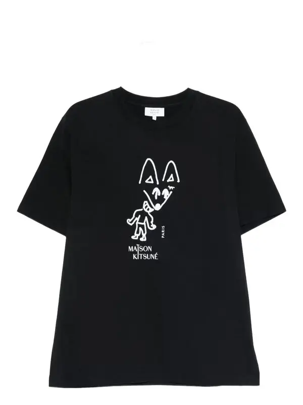 Maison Kitsuné Party-fox Print T-shirt - Black