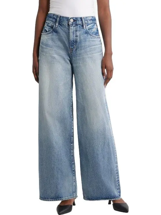 Moussy Vintage Lewes High-waist Wide Leg Jeans - Blue