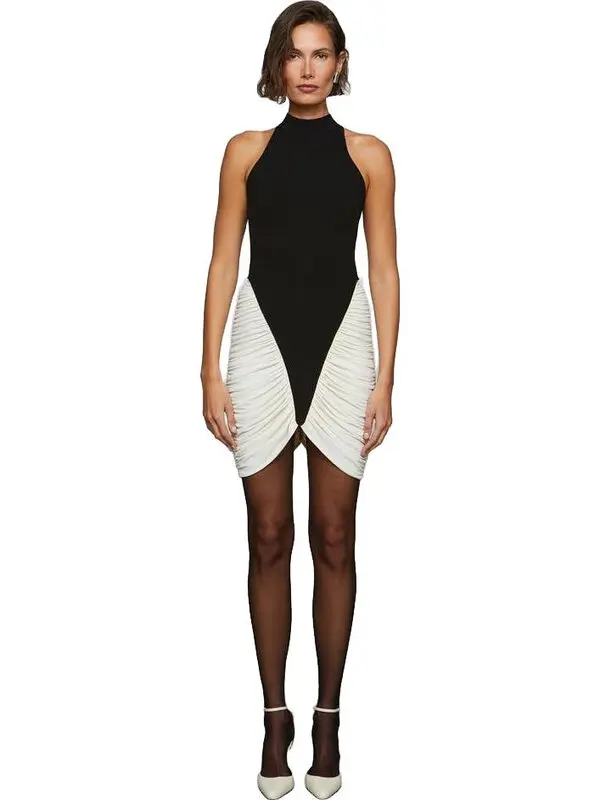 ET OCHS Atticus Knit Combo Mini Dress - Black/ivory