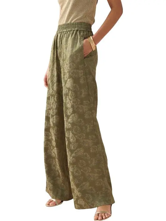 NEXT Jacquard Wide-leg Pants - Green