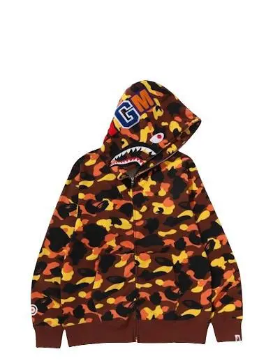 BAPE 1st Camo Shark Full Zip Hoodie - Orange