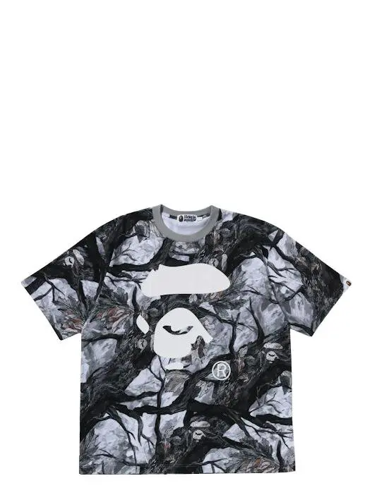 A BATHING APE Tree Edge Camo Ape Face Relaxed Fit Tee Shirt - White