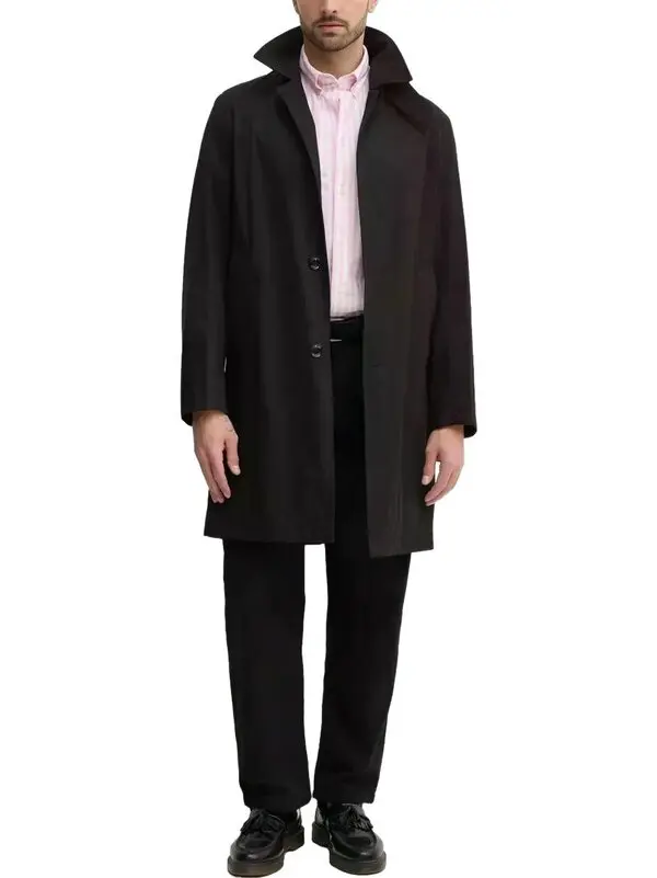 Hugo Boss Button-fastening Coat With Classic Collar - Black