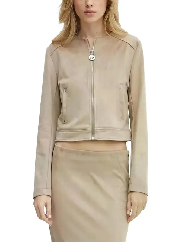 Guess Zip-fastening Cropped Jacket - Neutrals