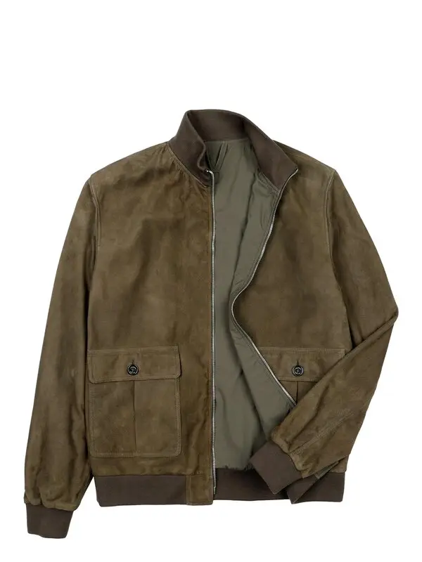 VALSTAR Suede Reversible Bomber Jacket - Brown