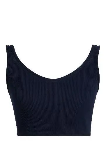 VICOLO Ribbed Knit Crop Top - Blue