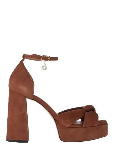 Maje Leather Platform Sandals - Brown