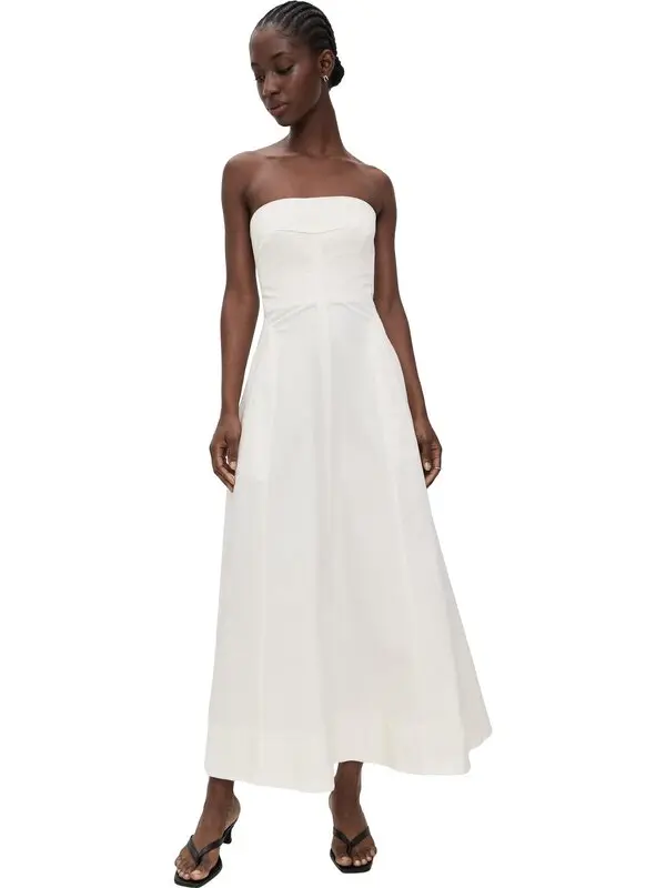 ST. AGNI Sculpted Strapless Maxi Dress - Milk