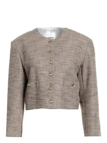 Sandro Jacket In Houndstooth - Beige