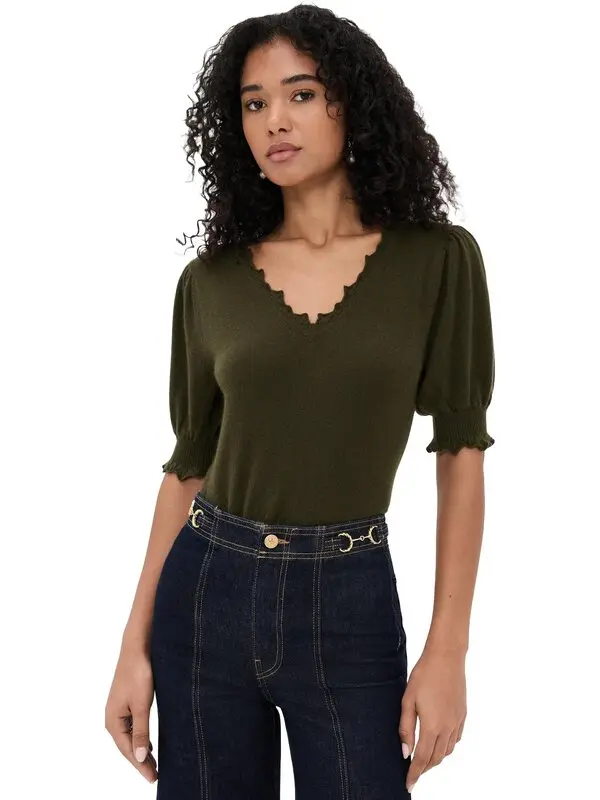 Ulla Johnson Cashmere Short Sleeve Top - Hunter
