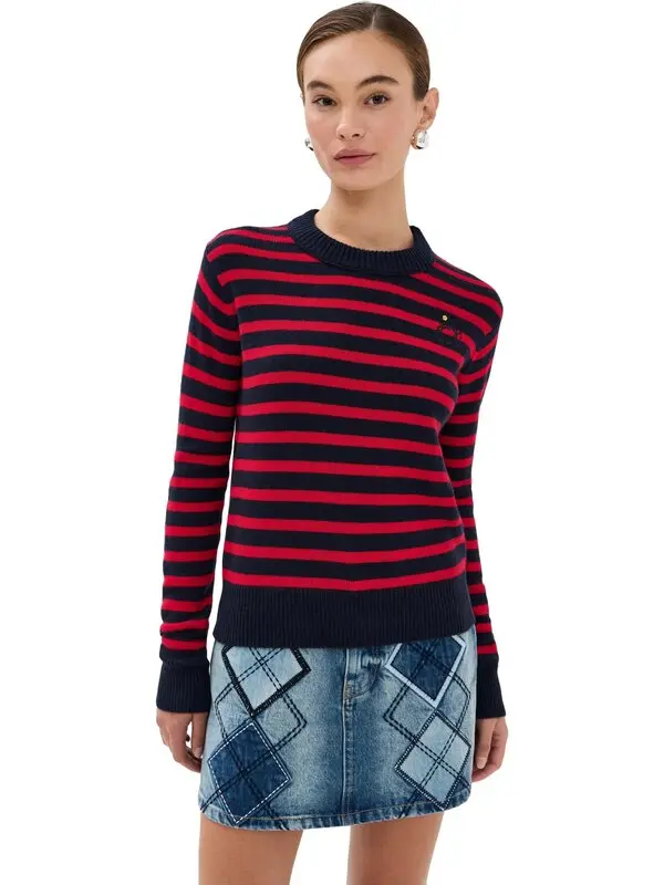 Marc Jacobs Striped Crewneck Sweater - Navy/red