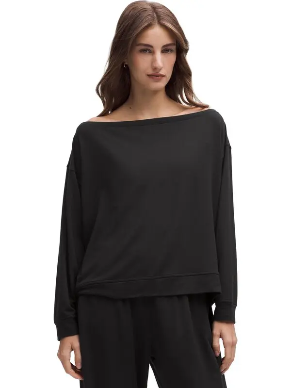 Lululemon Becalm Oversized Boatneck Long-sleeve Shirt - Black
