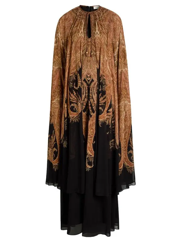 Zimmermann Hypnotic Cape-effect Chiffon Maxi Dress - Multi Print