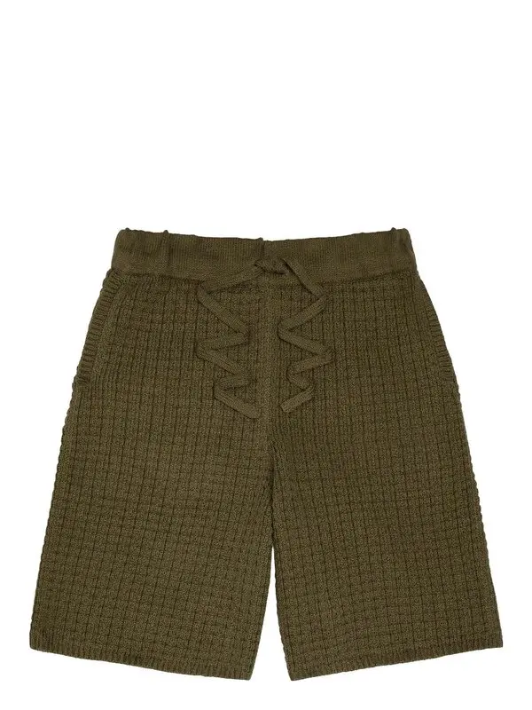 THE ELDER STATESMAN Lite Check Ball Cotton-knit Shorts - Dark Green