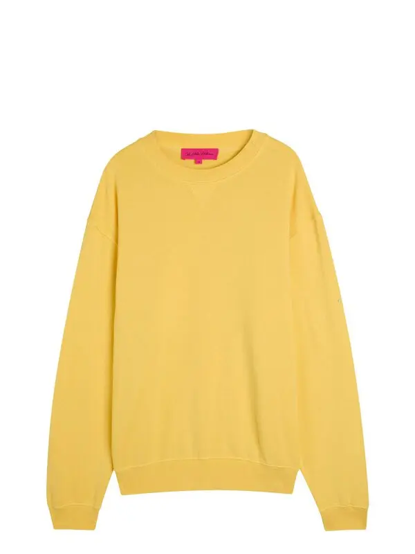 THE ELDER STATESMAN Logo-embroidered Cotton And Cashmere-blend Sweatshirt - Yellow