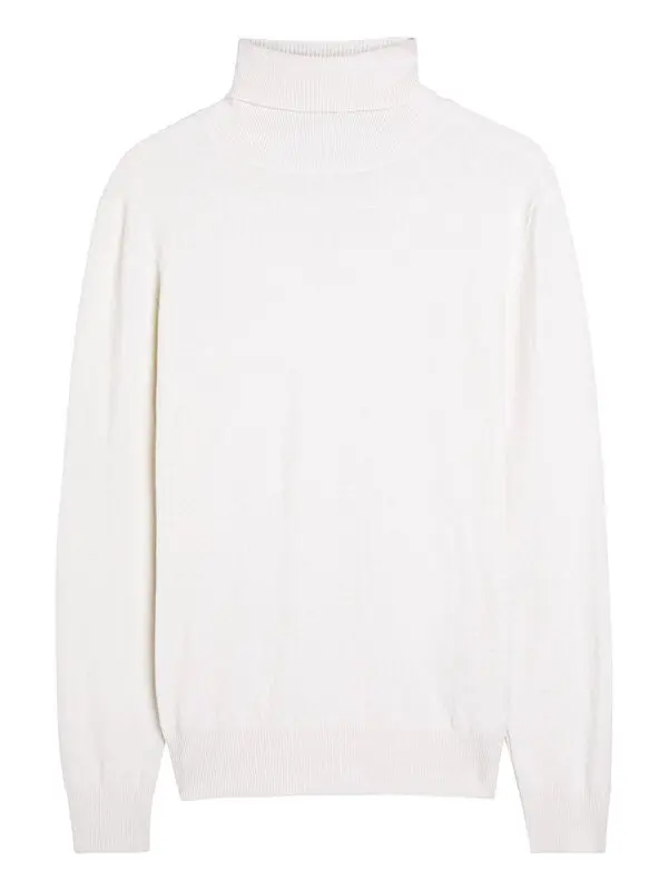 ALLUDE Roll-neck Cashmere Top - Ecru