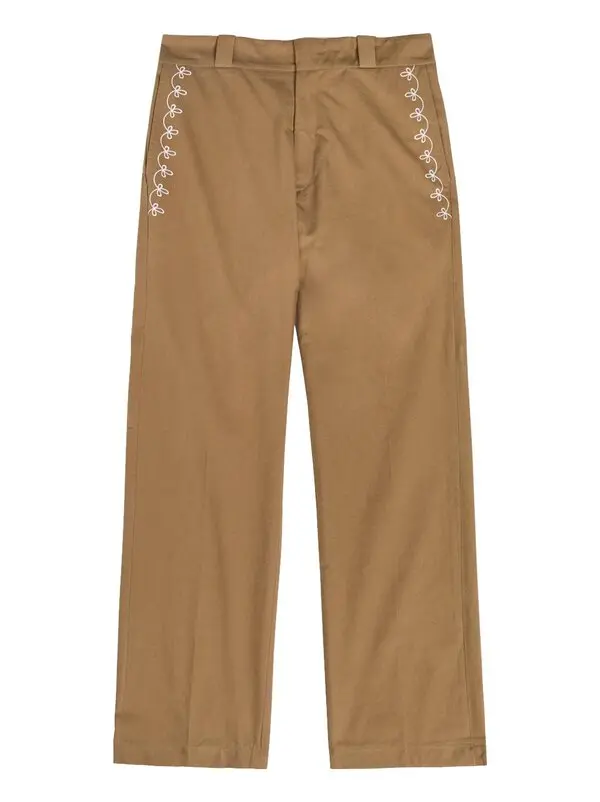 CHERRY LOS ANGELES Charro Embroidered Straight-leg Trousers - Brown