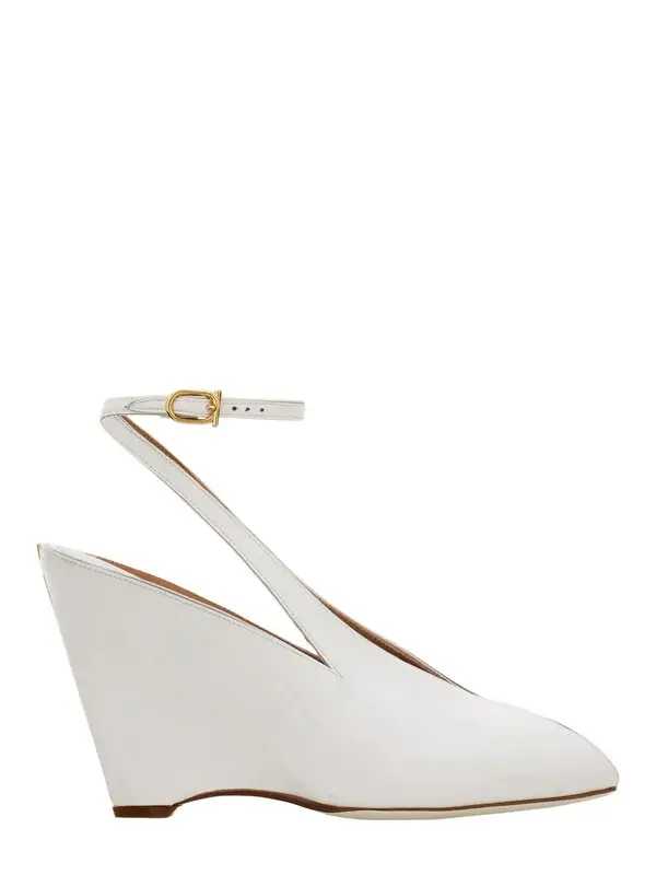 FERRAGAMO Peep Toe Wedge Sandal - White