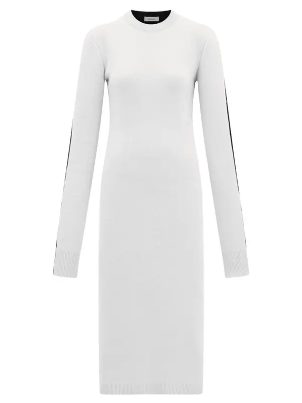 FERRAGAMO Two-tone Knitted Midi Dress - White