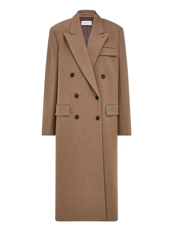 FERRAGAMO Overcoat In Virgin Wool - Beige