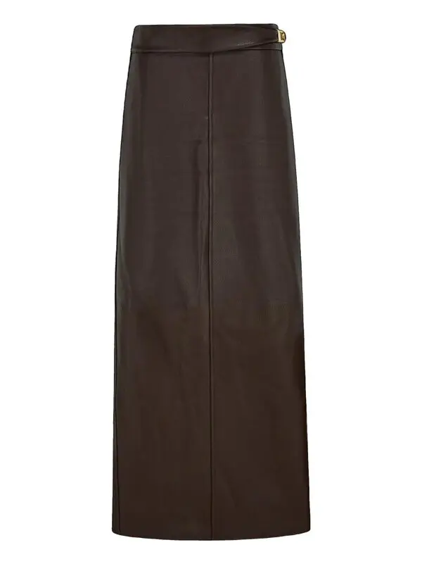 FERRAGAMO Longline Nappa Leather Skirt - Brown