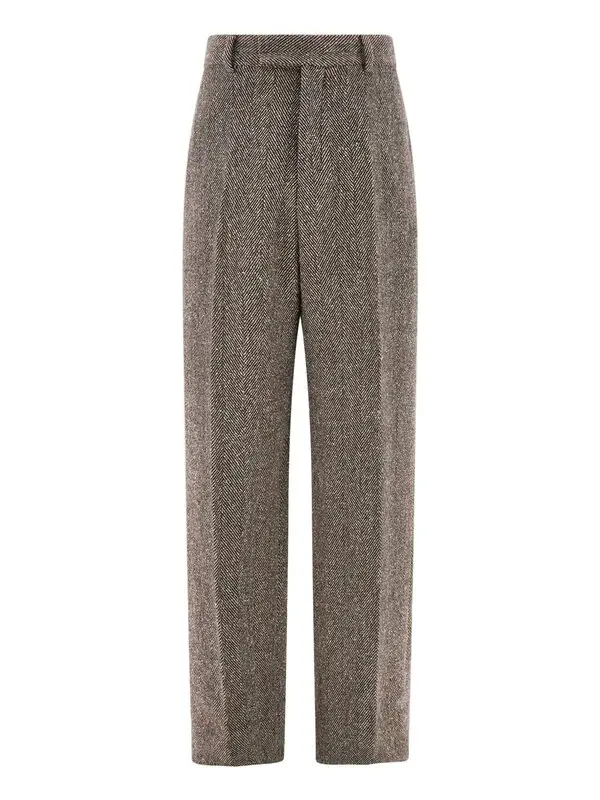 FERRAGAMO Wide-legged Chevron Trousers - Brown