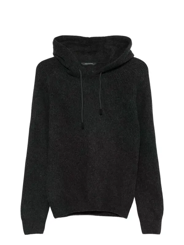 Tagliatore Ribbed Knit Hoodie - Grey