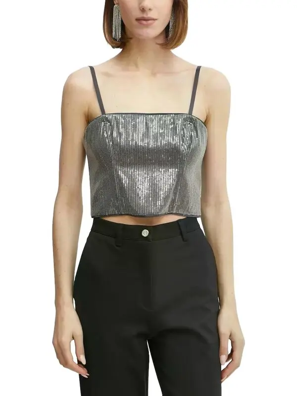 Guess Sequin-embellished Corset Top - Grey
