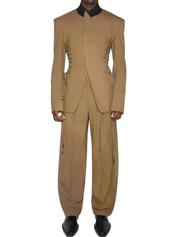 MUGLER Pleated Balloon Trousers - Neutrals