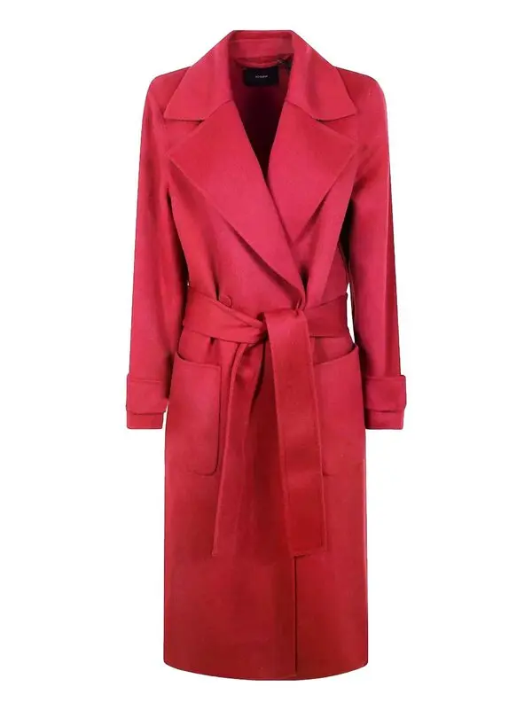 JOSEPH Belted Wrap Coat - Red