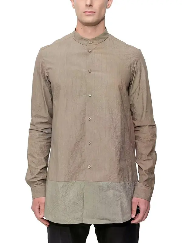 DEVOA Mandarin-collar Panelled Shirt - Neutrals