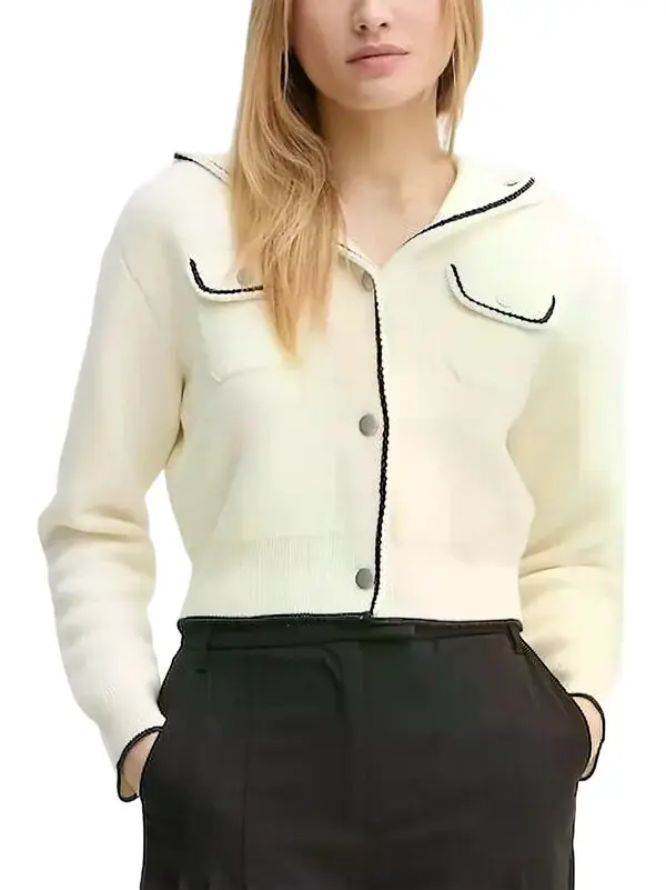 Theory Piped-trim Cardigan - Neutrals